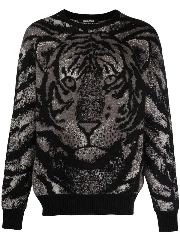 Roberto Cavalli Intarsia-knit Tiger Jumper