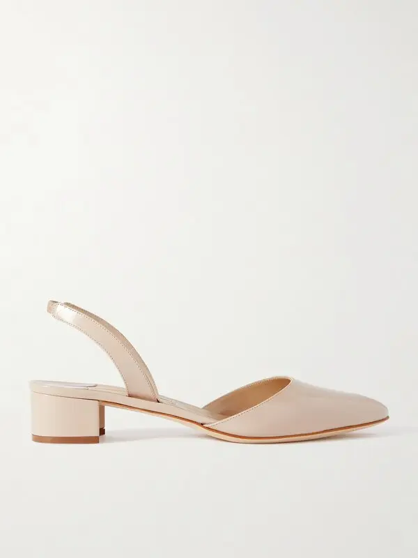 Manolo Blahnik Aspro 30 Patent-leather Pumps - Neutrals
