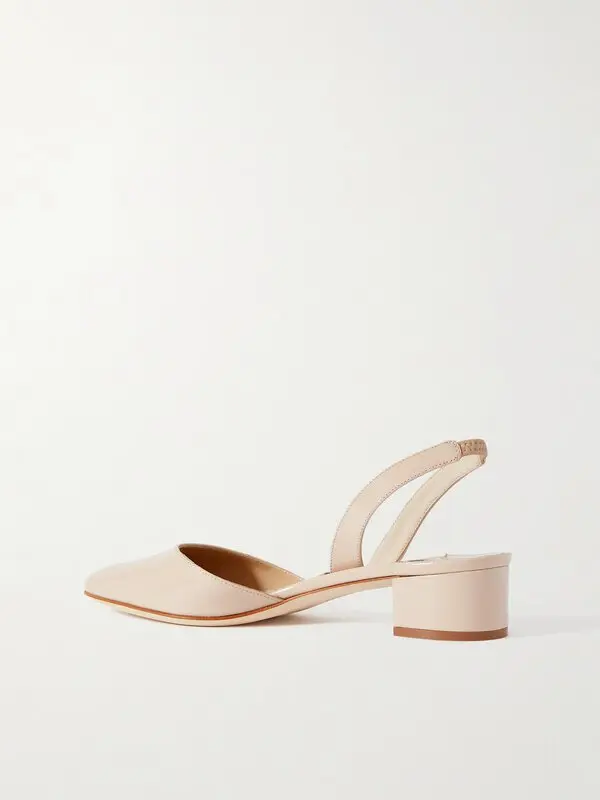 Manolo Blahnik Aspro 30 Patent-leather Pumps - Neutrals