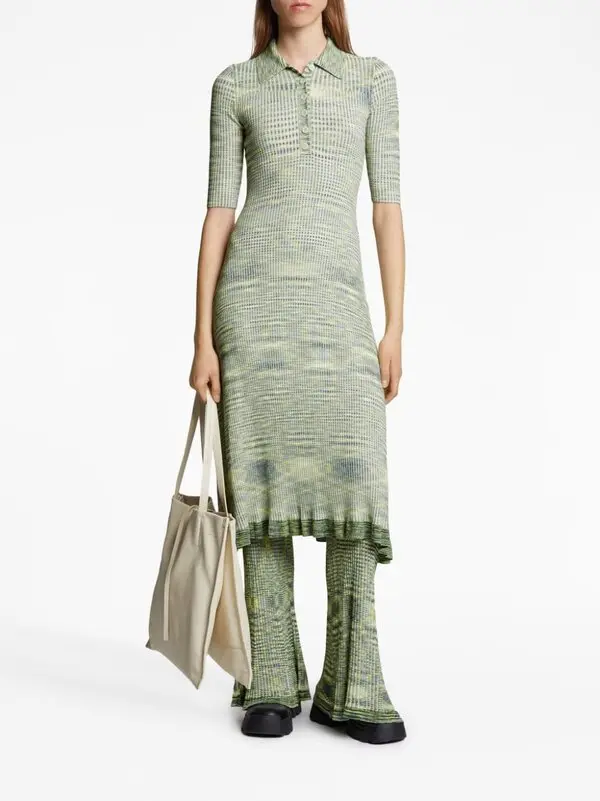 Proenza Schouler White Label Space Dye Ribbed-knit Polo Dress