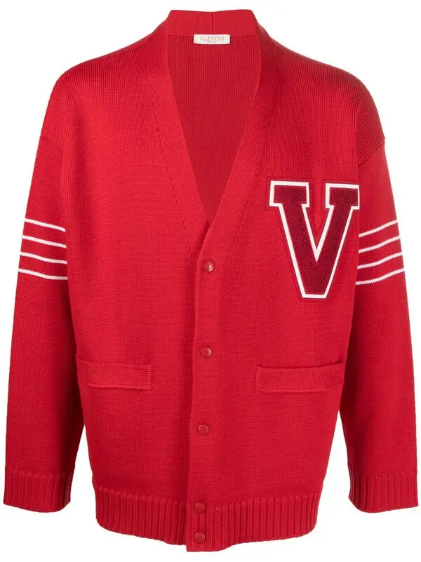 Valentino Garavani Vlogo Patch Wool Cardigan