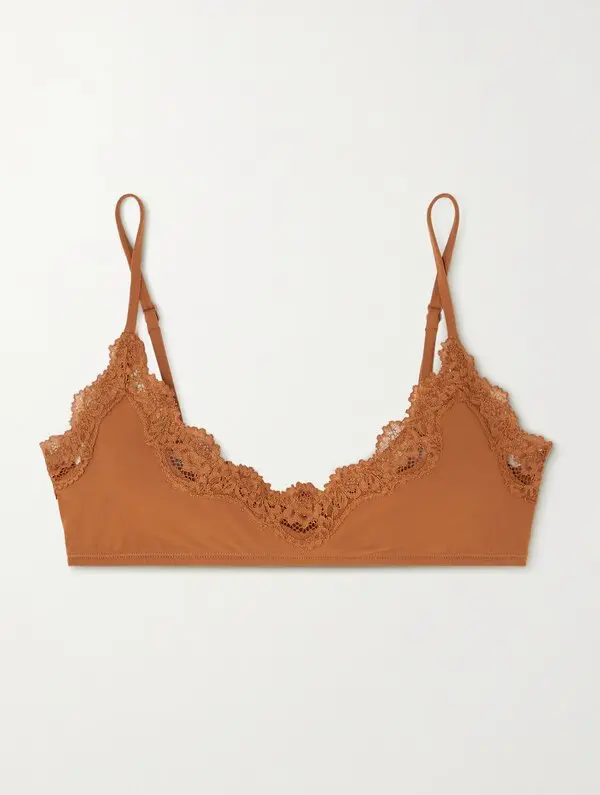 SKIMS Fits Everybody Lace Scoop Bralette - Brown