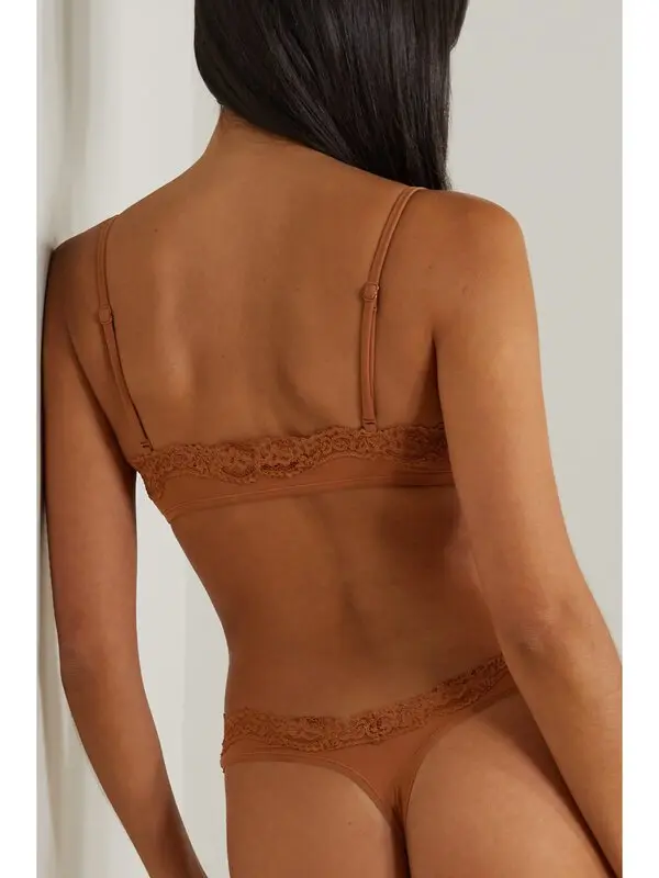 SKIMS Fits Everybody Lace Scoop Bralette - Brown
