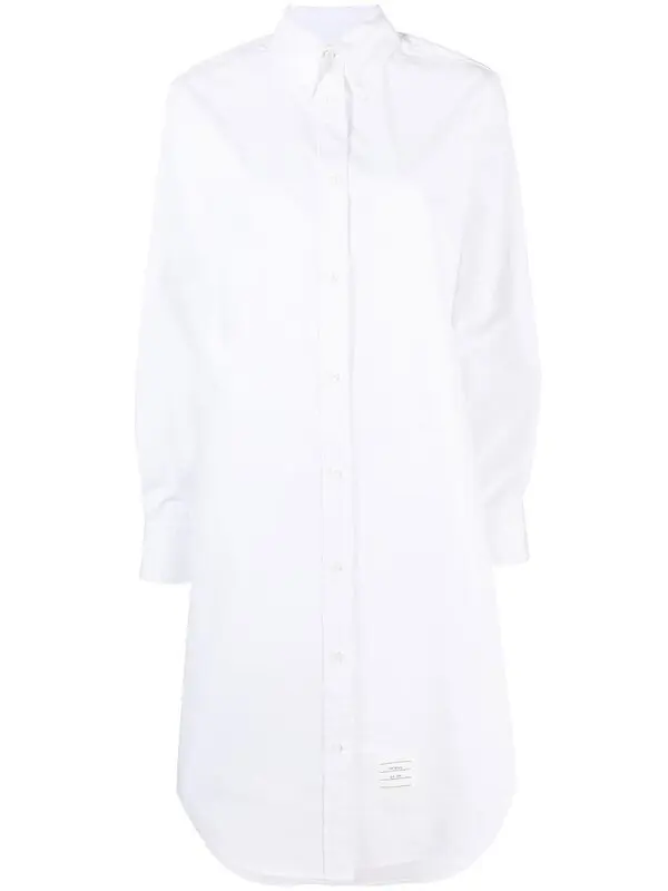Thom Browne Long Sleeve Shirt Dress - White
