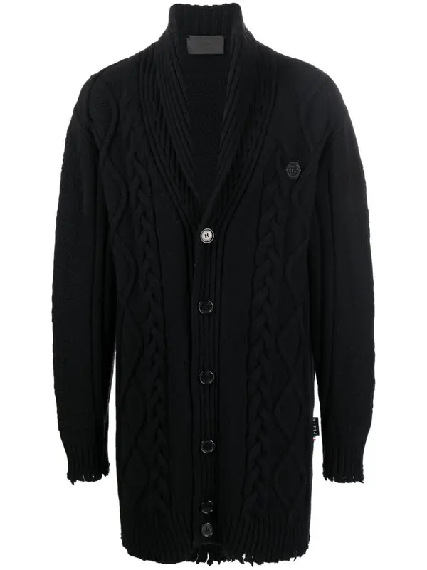 Philipp Plein Cable-knit Cardigan - Black