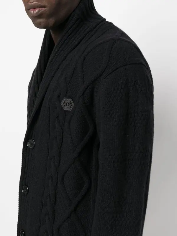 Philipp Plein Cable-knit Cardigan - Black