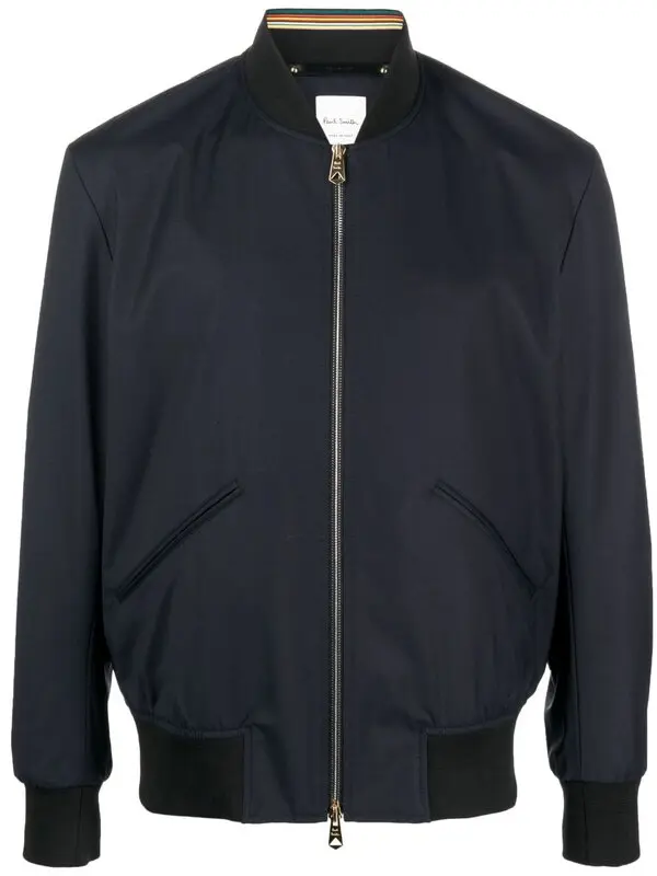 Paul Smith Zip-up Wool Bomber Jacket - Blue