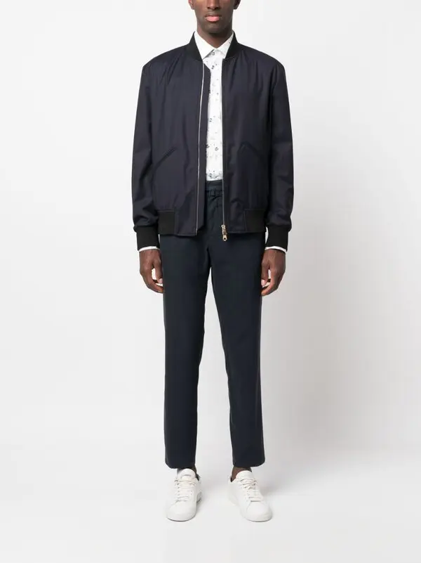 Paul Smith Zip-up Wool Bomber Jacket - Blue