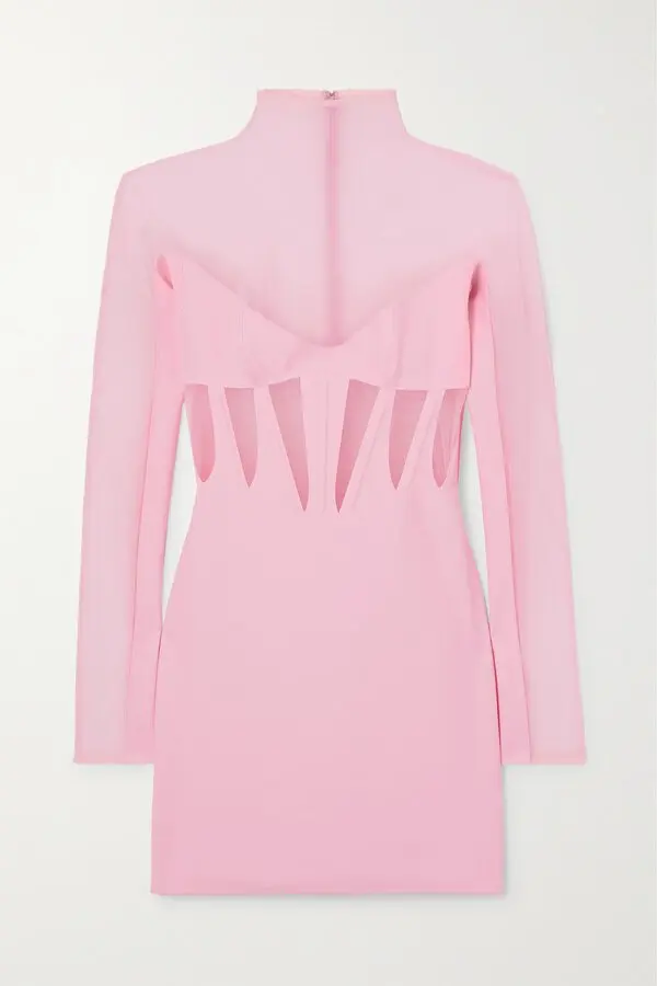 Mugler Tulle-Paneled Stretch-Jersey Mini Dress In Pink - 70% Off |  Editorialist