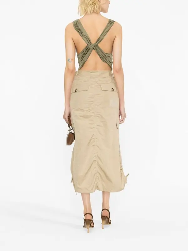 Gauge81 Juara Draped Twisted Cropped Top - Green