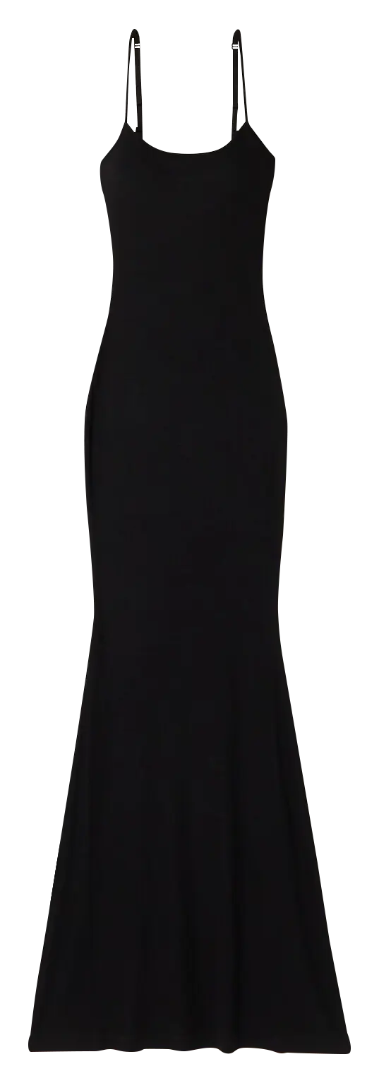 SKIMS Soft Lounge Ribbed Long Stretch-modal Slip Dress - Black