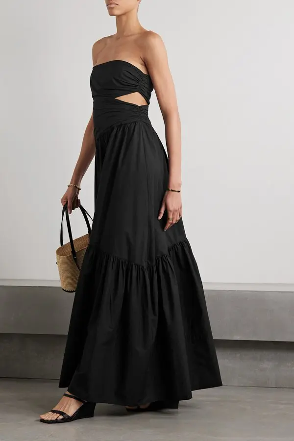 knee length dresses for ladies A.L.C. Women's Bianca Strapless Pleated Maxi Dress in Riviera, Size 12