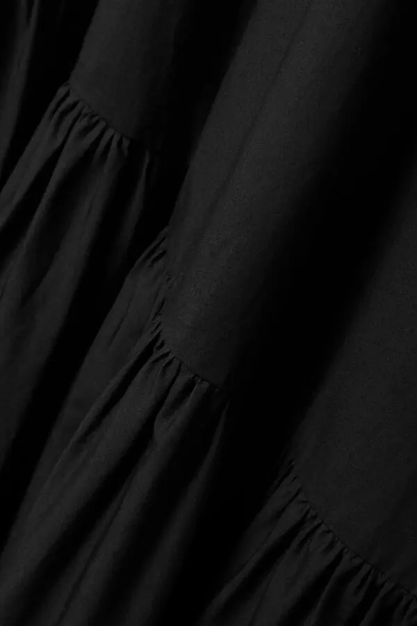 A.L.C. Lark Strapless Gathered Cotton-Poplin Maxi Dress - Black |  Editorialist
