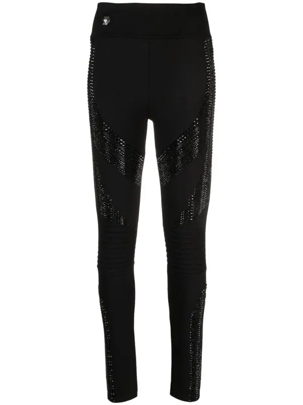 Philipp Plein Rhinestone-embellished High-waisted Leggings