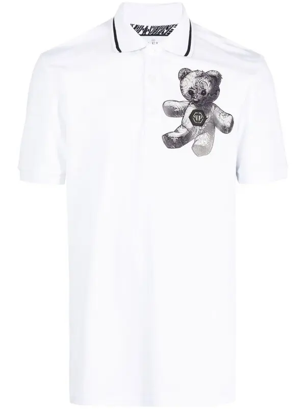 Philipp Plein Paisley Teddy Bear Polo Shirt