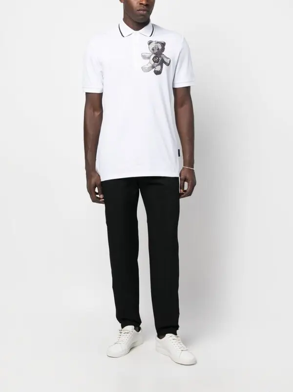 Philipp Plein Paisley Teddy Bear Polo Shirt
