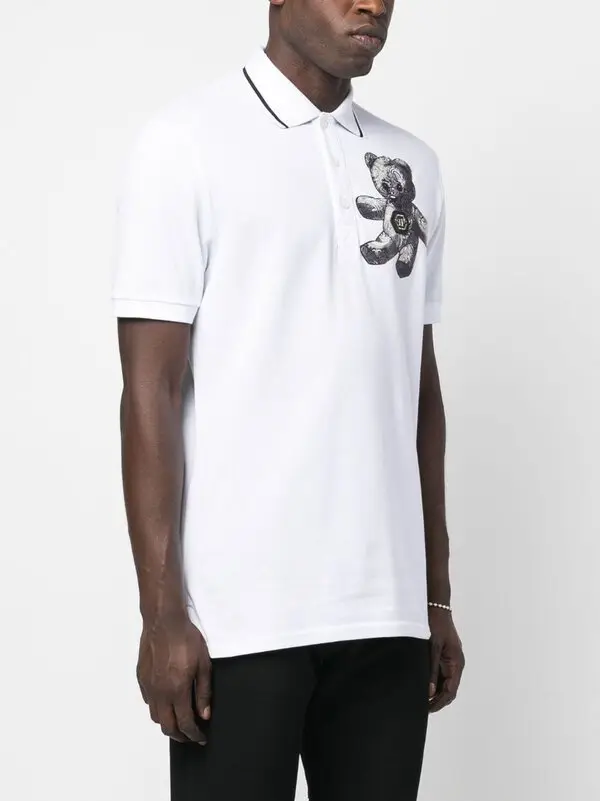 Philipp Plein Paisley Teddy Bear Polo Shirt