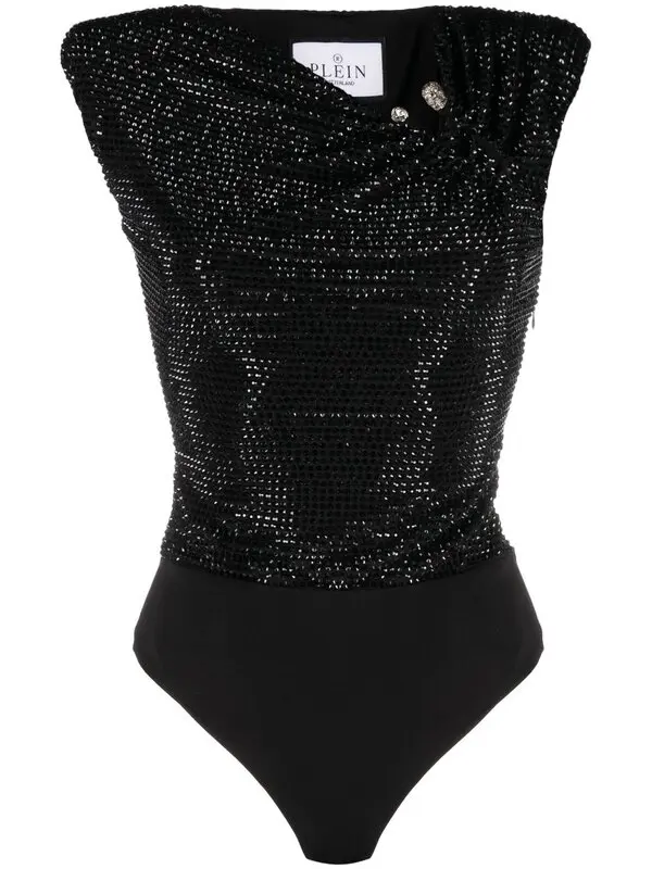 Philipp Plein Crystal-embellished Bodysuit - Black