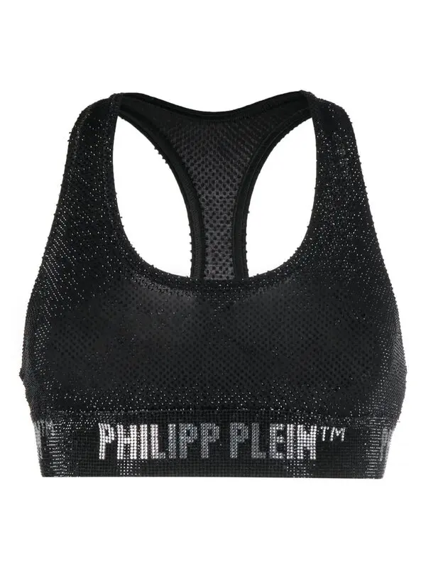 Philipp Plein Crystal-embellished Logo-underband Bra - Black