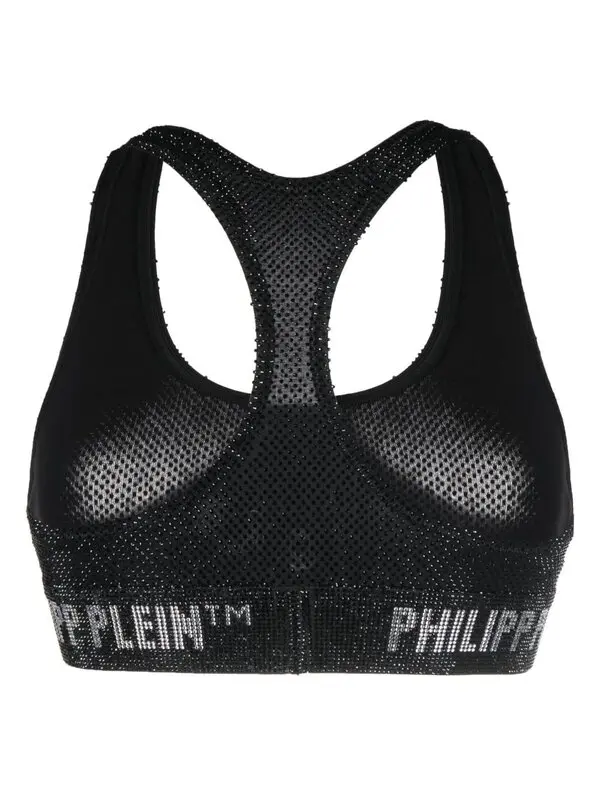 Philipp Plein Crystal-embellished Logo-underband Bra - Black