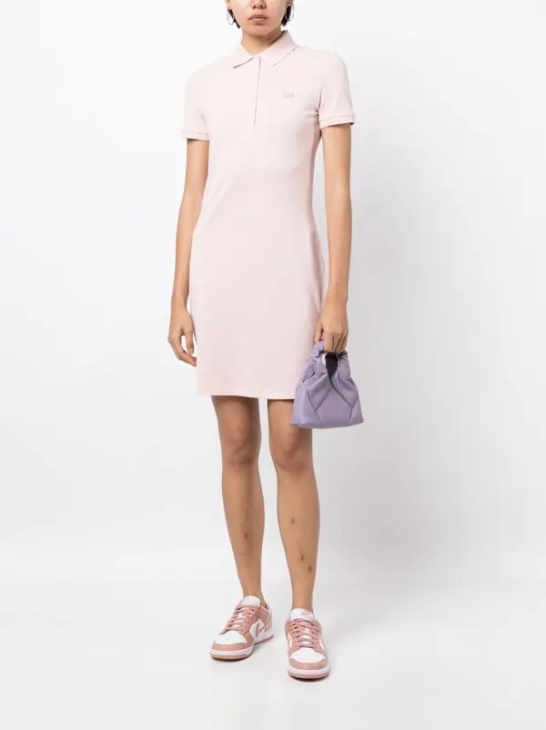 Lacoste Logo-patch Polo Shirt Dress - Pink