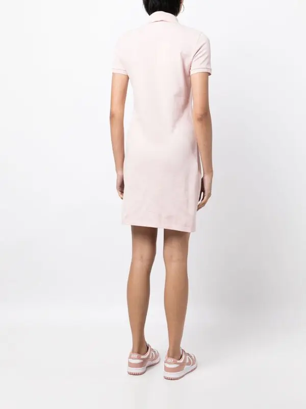 Lacoste Logo-patch Polo Shirt Dress - Pink