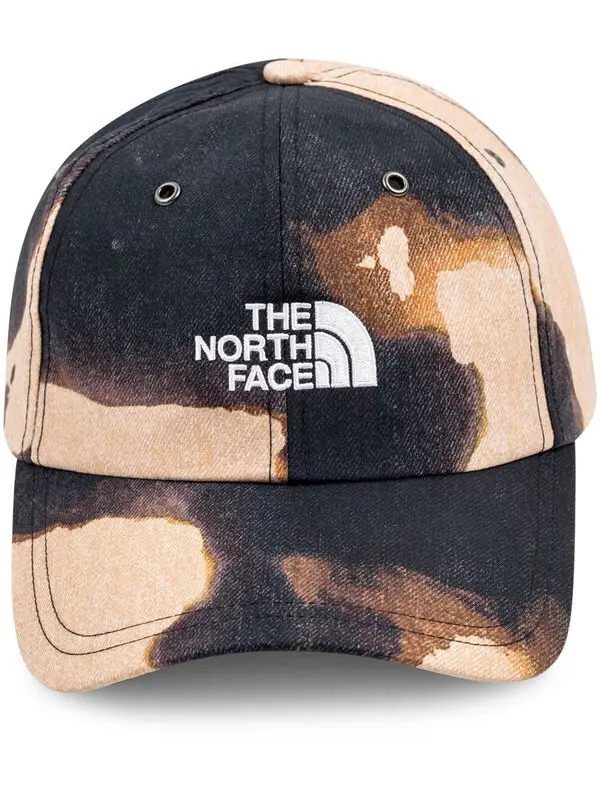 Supreme X Tnf Bleached Denim Print 6-panel Cap - Black