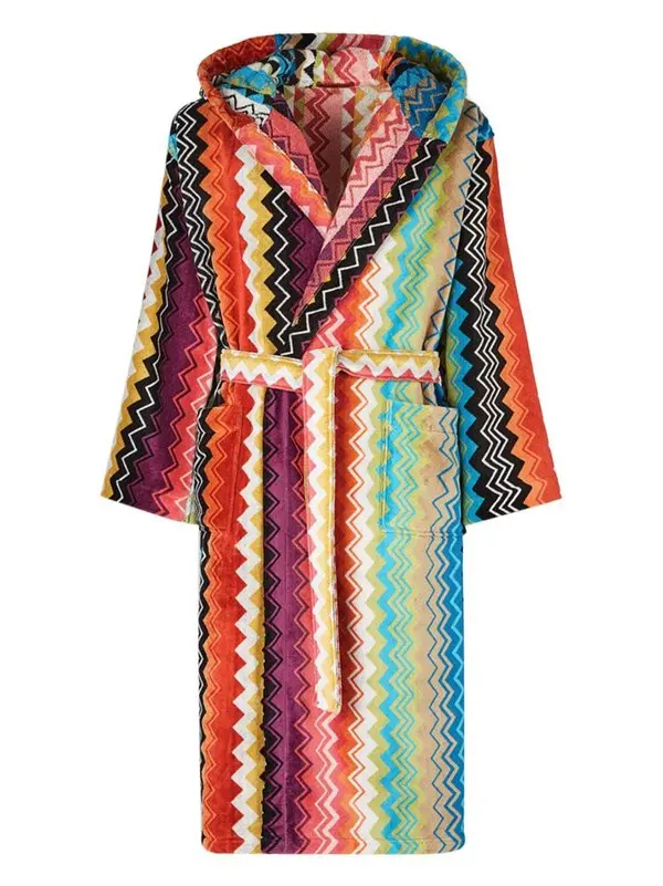 Missoni Zigzag-woven Hooded Bath Robe - Red