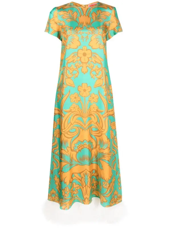 La DoubleJ Swing Floral-print Trimmed Dress