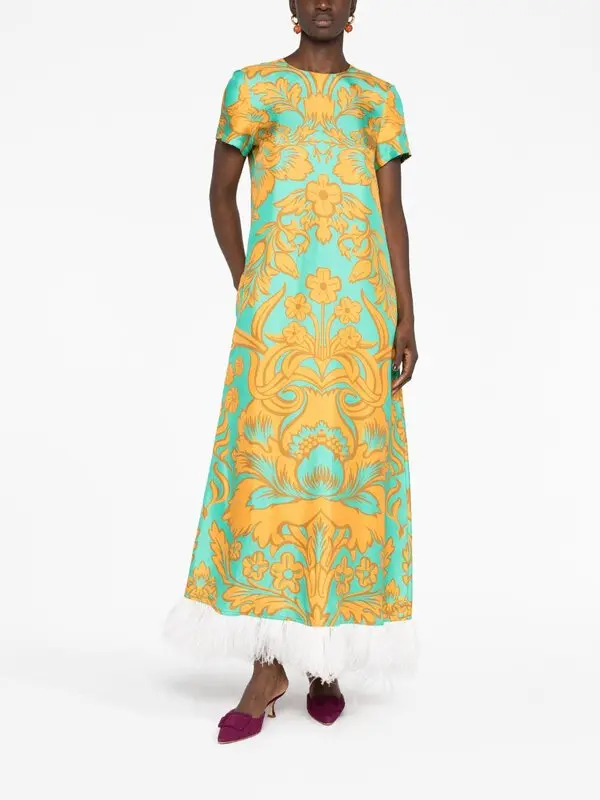 La DoubleJ Swing Floral-print Trimmed Dress