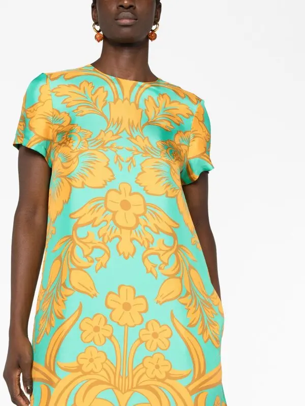 La DoubleJ Swing Floral-print Trimmed Dress