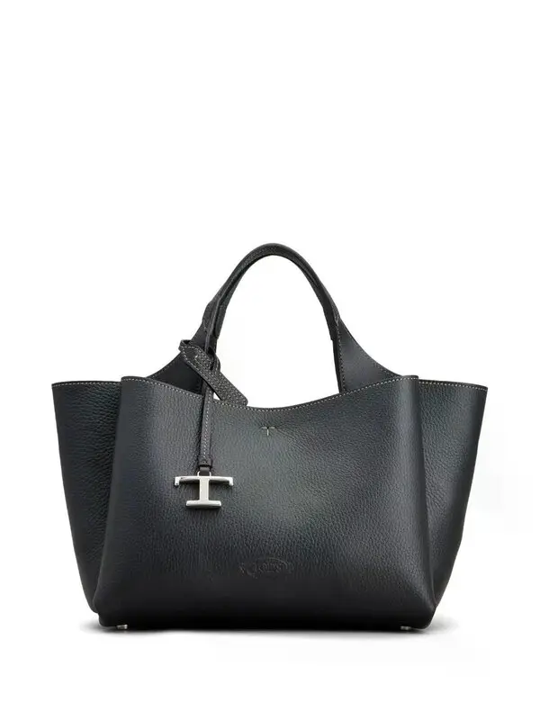 TOD'S Logo-plaque Leather Tote Bag - Grey
