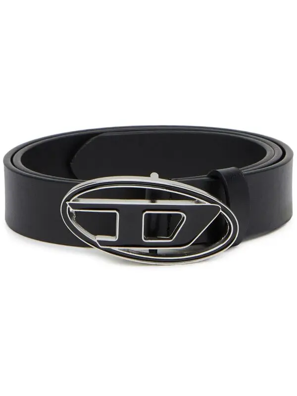 DIESEL 1dr Logo-buckle Belt - Black