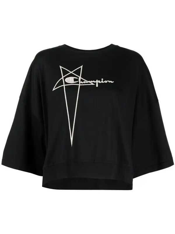 Rick Owens Logo-embroidered T-shirt - Black