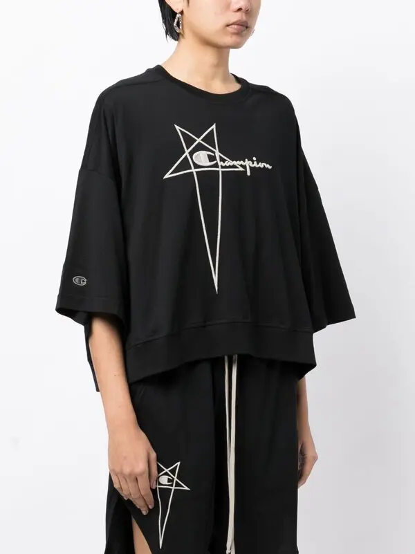Rick Owens Logo-embroidered T-shirt - Black