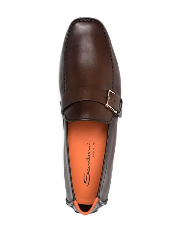 Santoni Buckled Leather Monk Shoes