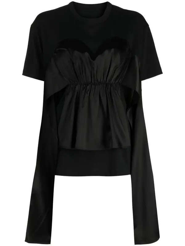 JNBY Bustier-embelished Cotton T-shirt - Black