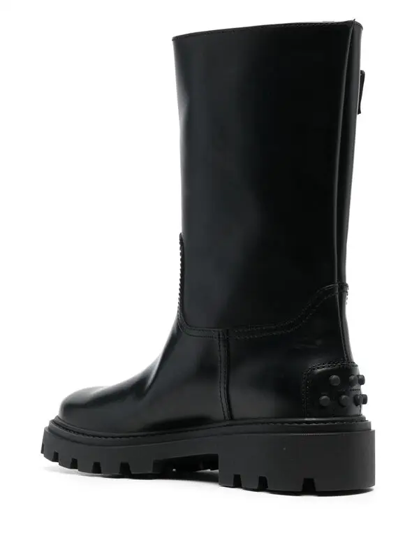 TOD'S Buckle-detail Leather Boots - Black
