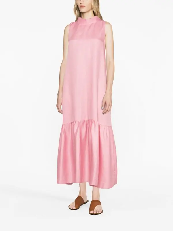 Asceno Oslo Linen Midi Dress In Pink - 55% Off | Editorialist