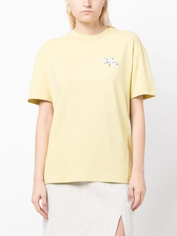 Off-White Floral Logo-print Short-sleeve T-shirt - Yellow