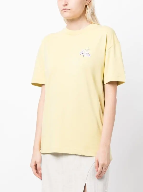 Off-White Floral Logo-print Short-sleeve T-shirt - Yellow