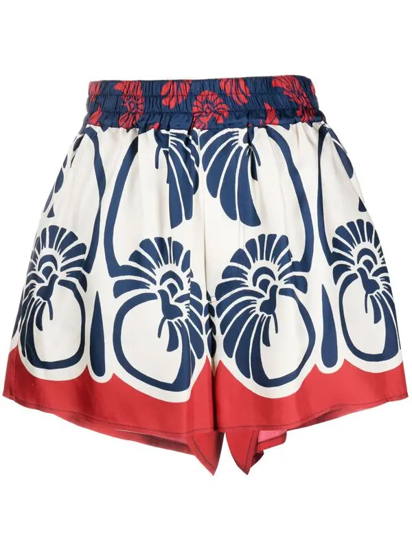 La DoubleJ Palmetto-print Silk Shorts