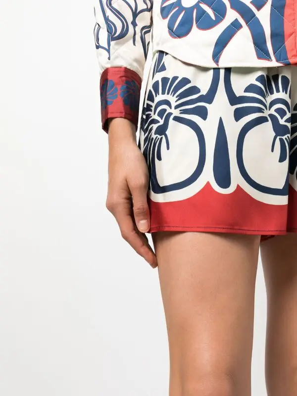La DoubleJ Palmetto-print Silk Shorts