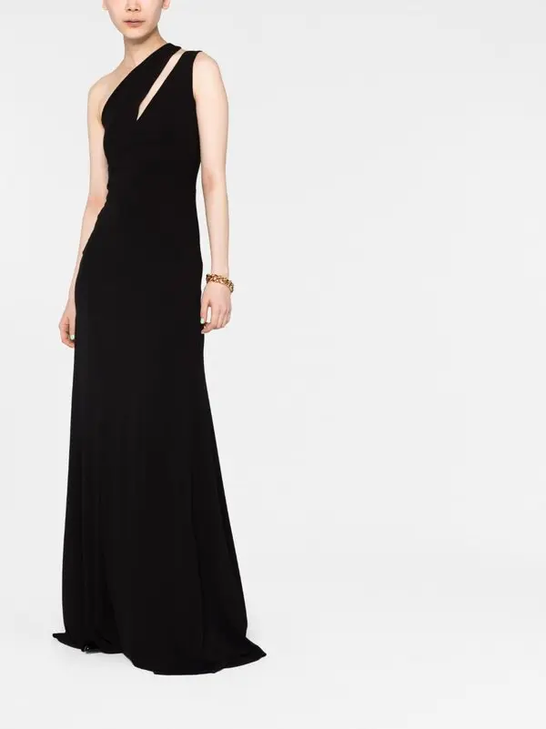 open lace back dress Alexander McQueen One-shoulder Evening Gown  Runway Catalog