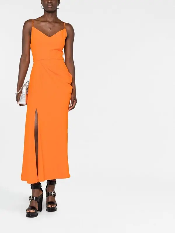 Alexander Mcqueen Draped Midi Dress - Orange | Editorialist