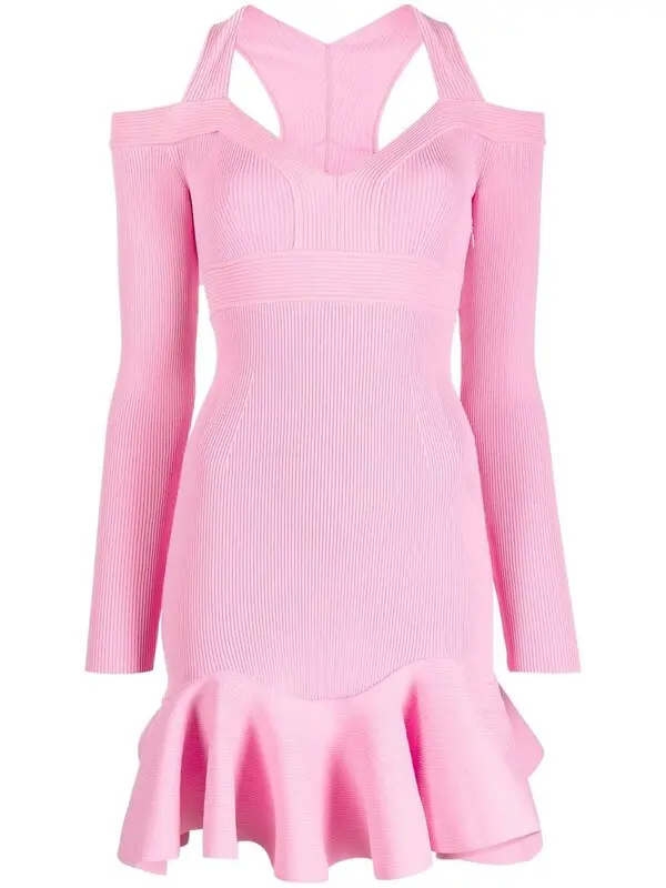 Alexander McQueen V-neck Mini Dress - Pink