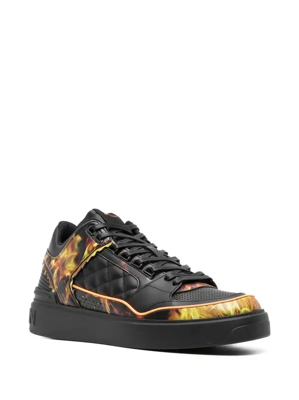 Balmain B-court Flame-print Leather Sneakers