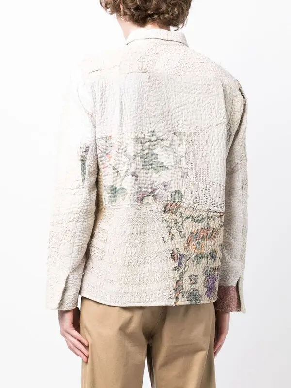 By Walid Embroidered-patchwork Cotton Shirt Jacket