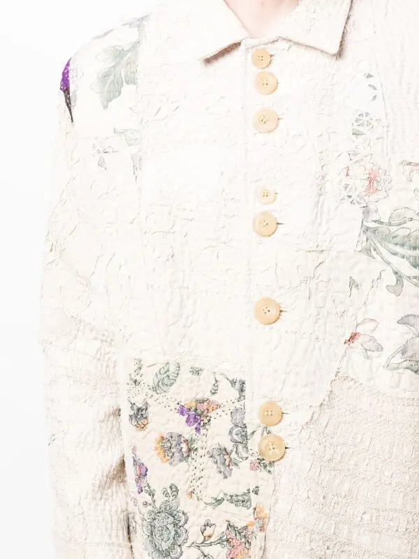 By Walid Embroidered-patchwork Cotton Shirt Jacket