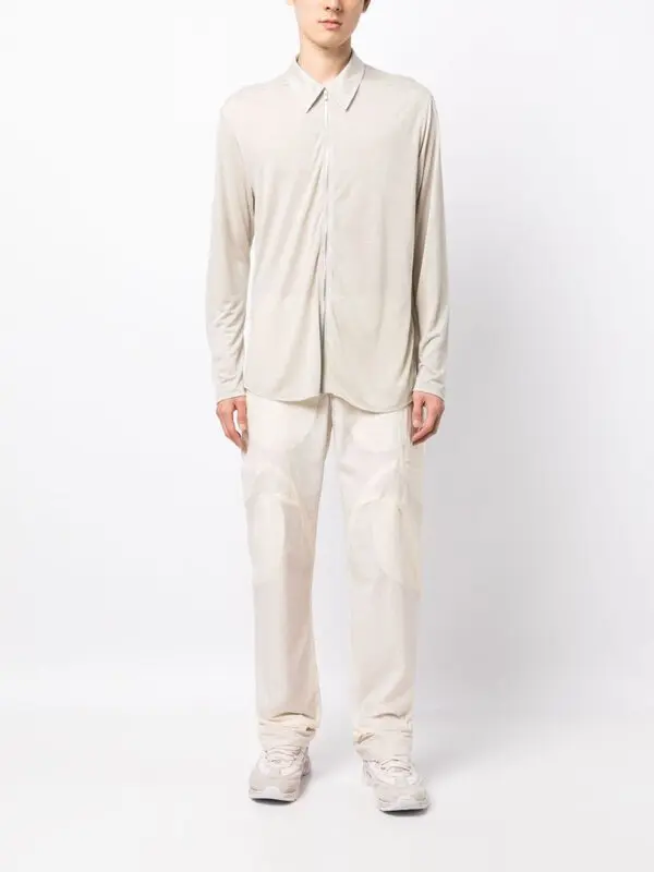POST ARCHIVE FACTION Zip-up Lyocell Shirt